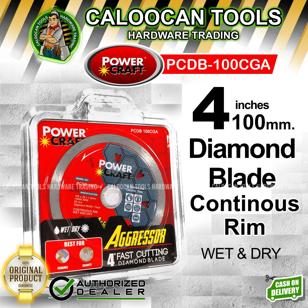POWERCRAFT 4"/100mm Diamond Blade (Continuous Rim) - PCDB-100CGA, Commercial & Industrial ...