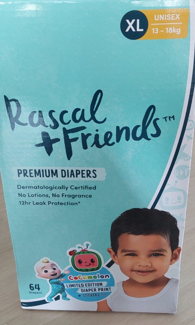 Rascal + Friends Cocomelon Tape Diapers - XL, Babies & Kids, Bathing ...