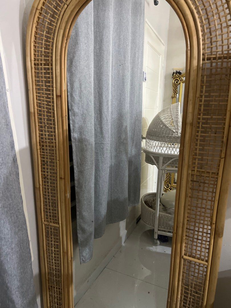 Rattan rotan full body mirror, Furniture & Home Living, Home Decor ...