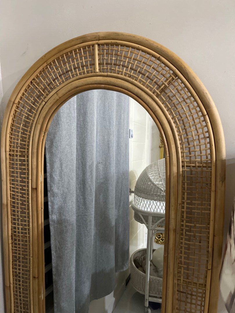 Rattan rotan full body mirror, Furniture & Home Living, Home Decor ...