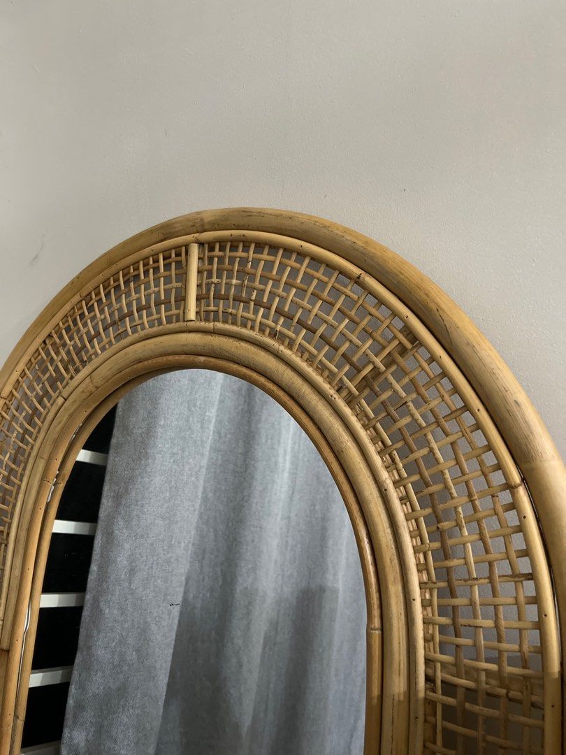 Rattan rotan full body mirror, Furniture & Home Living, Home Decor ...