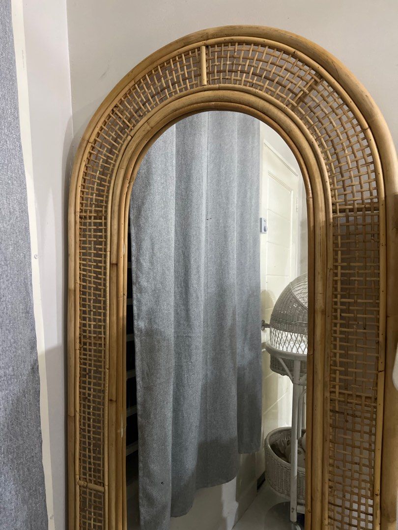 Rattan rotan full body mirror, Furniture & Home Living, Home Decor ...