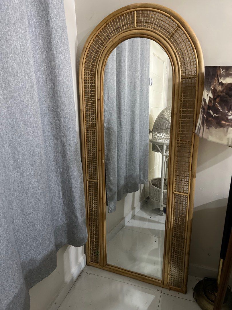 Rattan rotan full body mirror, Furniture & Home Living, Home Decor ...