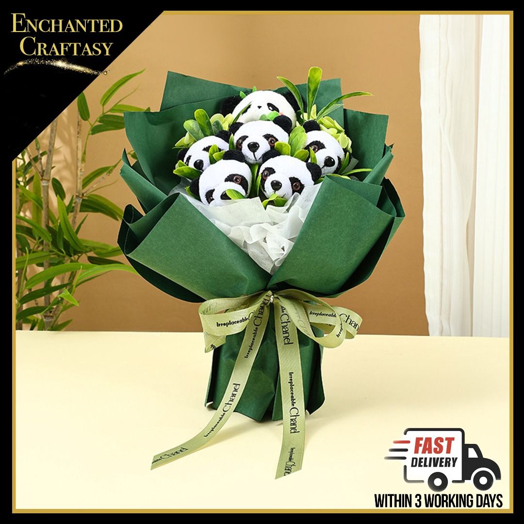 [READY STOCK] 6 Panda Bear Plushie Soft Toy Bouquet Flower Bouquet ...