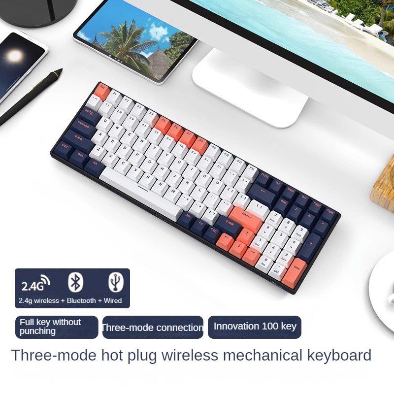 Royal Kludge RK100 Mechanical Keyboard with Blueberry Keycaps (White ...