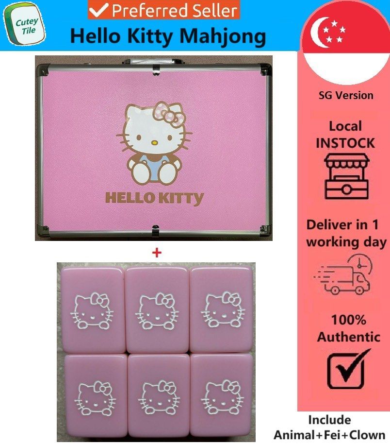 Sanrio Hello Kitty Mahjong Black INSTOCK SG Version 156 Tiles (Animals ...