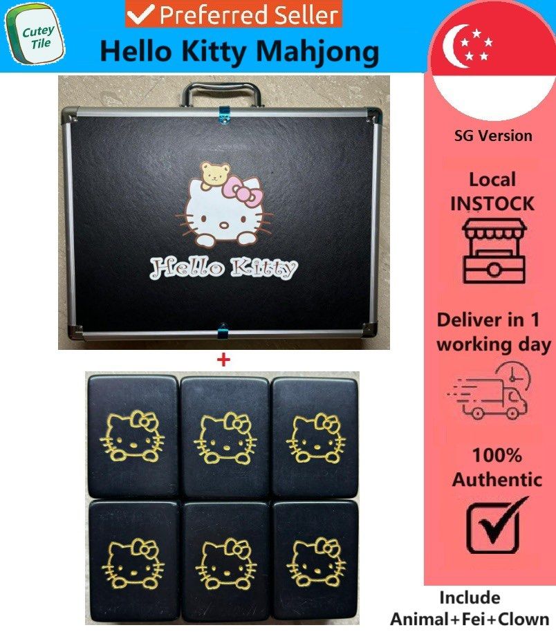 Sanrio Hello Kitty Mahjong Black INSTOCK SG Version 156 Tiles (Animals ...