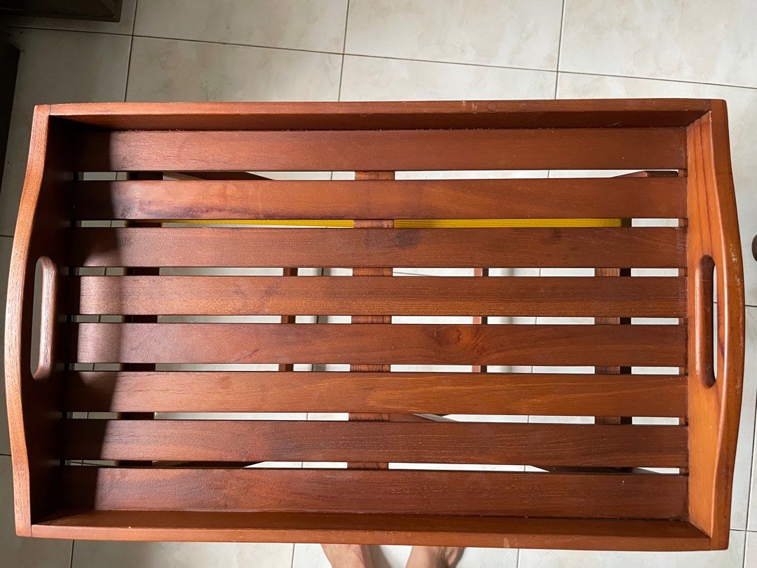 Scanteak Wooden butler tray table, Furniture & Home Living, Kitchenware ...