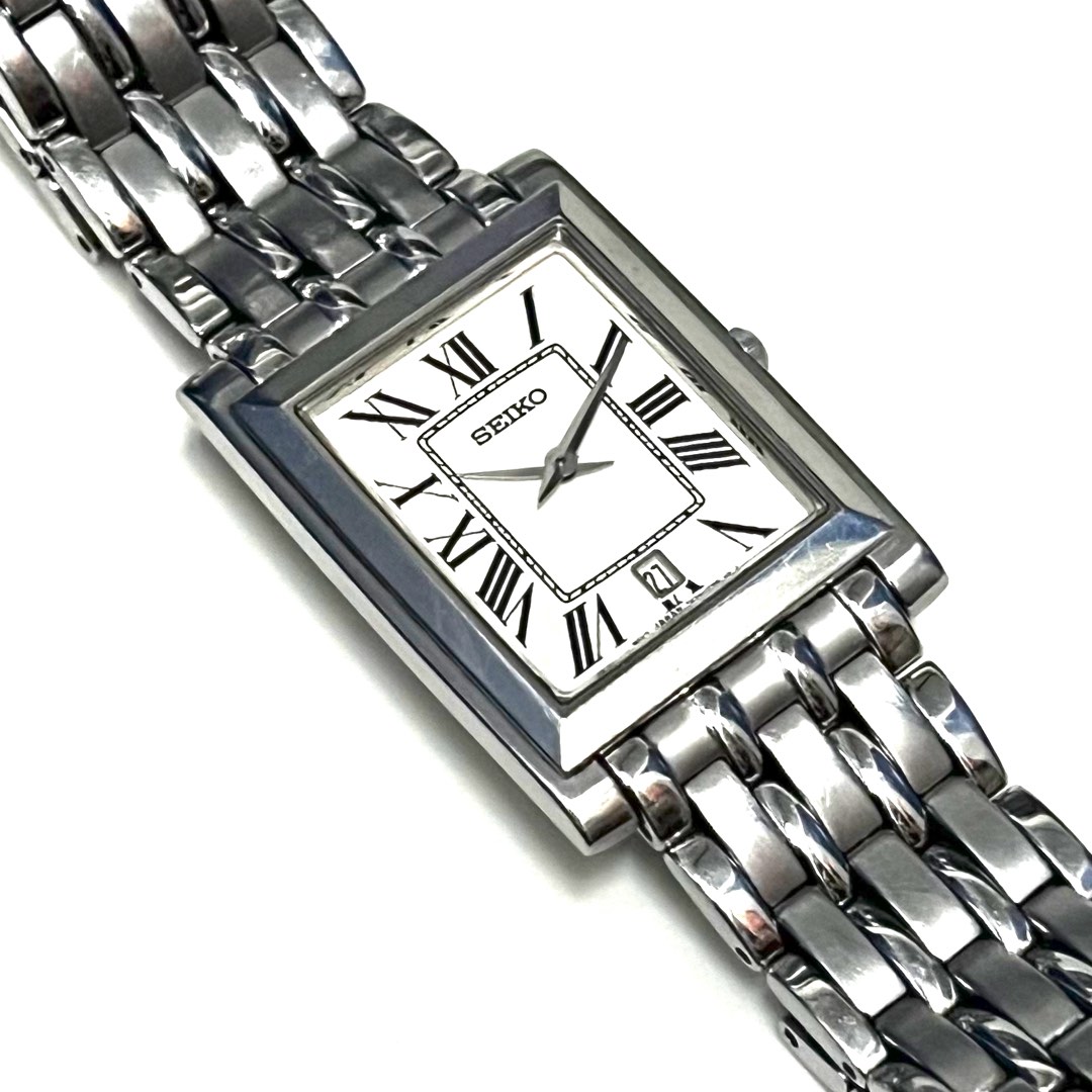 Seiko tank lookalike dress watch JUMBO size ART Deco Roman Indices ...