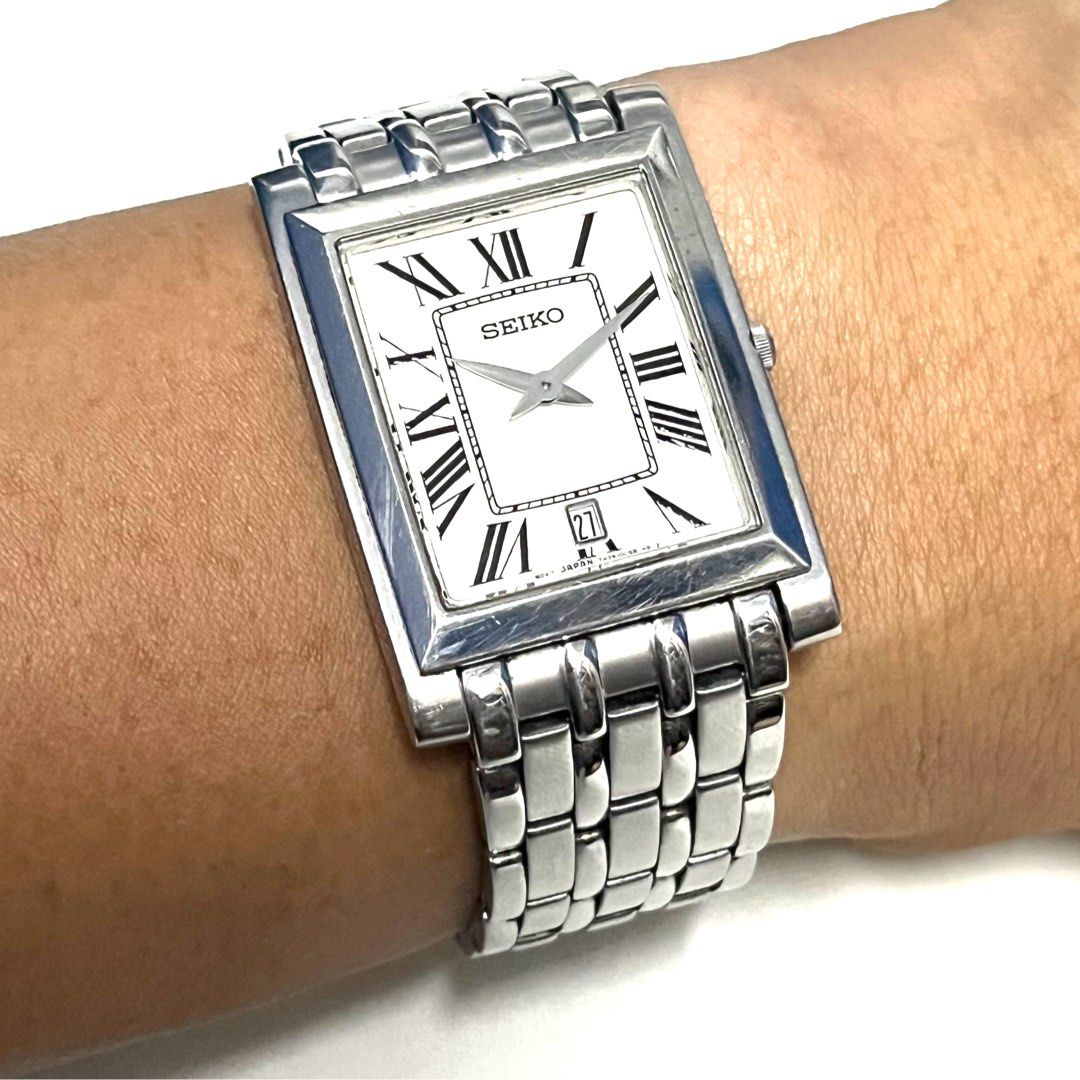 Seiko tank lookalike dress watch JUMBO size ART Deco Roman Indices ...