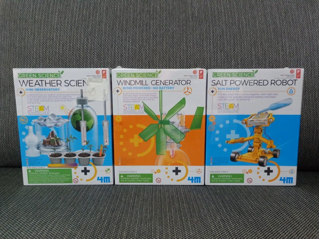 Set of 3 4M Green Science Salt Powered Robot, Windmill Generator and ...