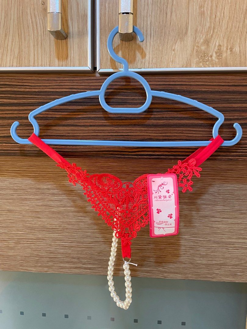 Sexy Pearl T-Back (Red), Women's Fashion, New Undergarments ...