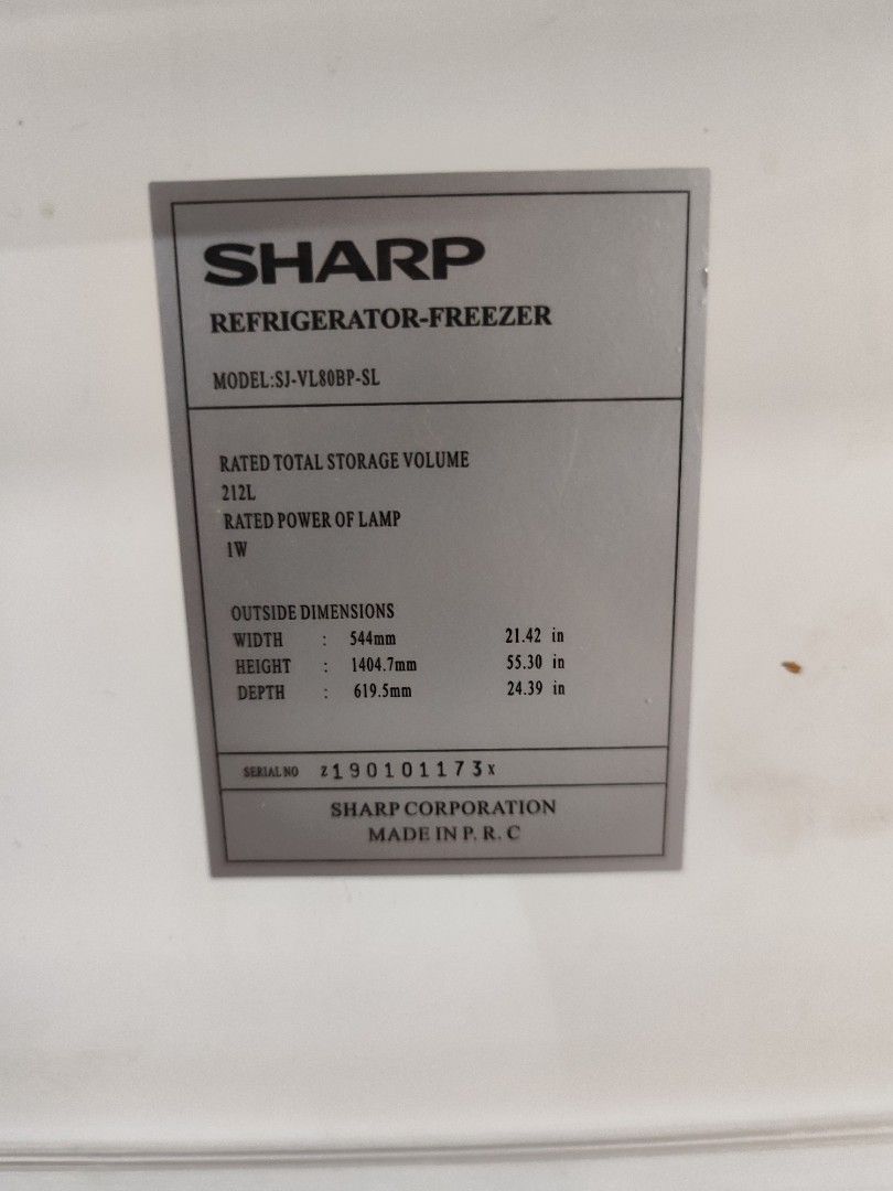Sharp Refrigerator and Freezer (Sj-VL80BP-SL), TV & Home Appliances ...