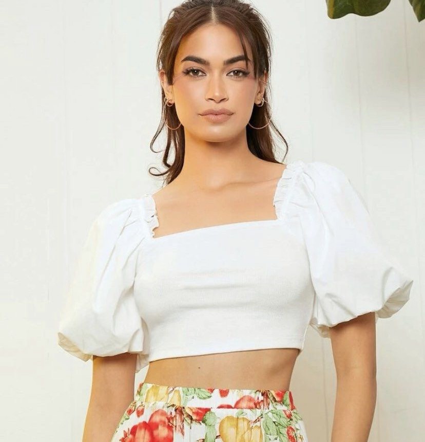 Shein White Puff sleeve top, Women's Fashion, Tops, Others Tops on ...
