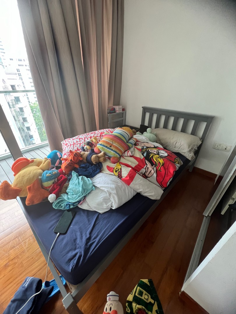 Singe bed with mattress, Furniture & Home Living, Furniture, Bed Frames ...