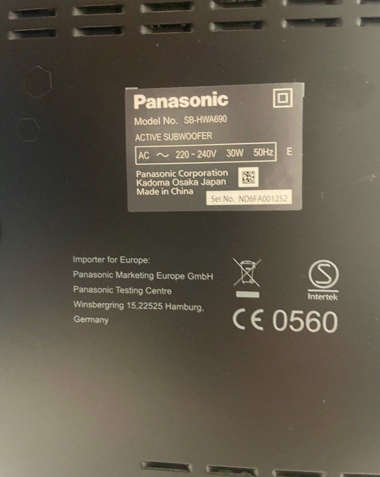Panasonic Sound bar and Subwoofer, TV & Home Appliances, TV ...