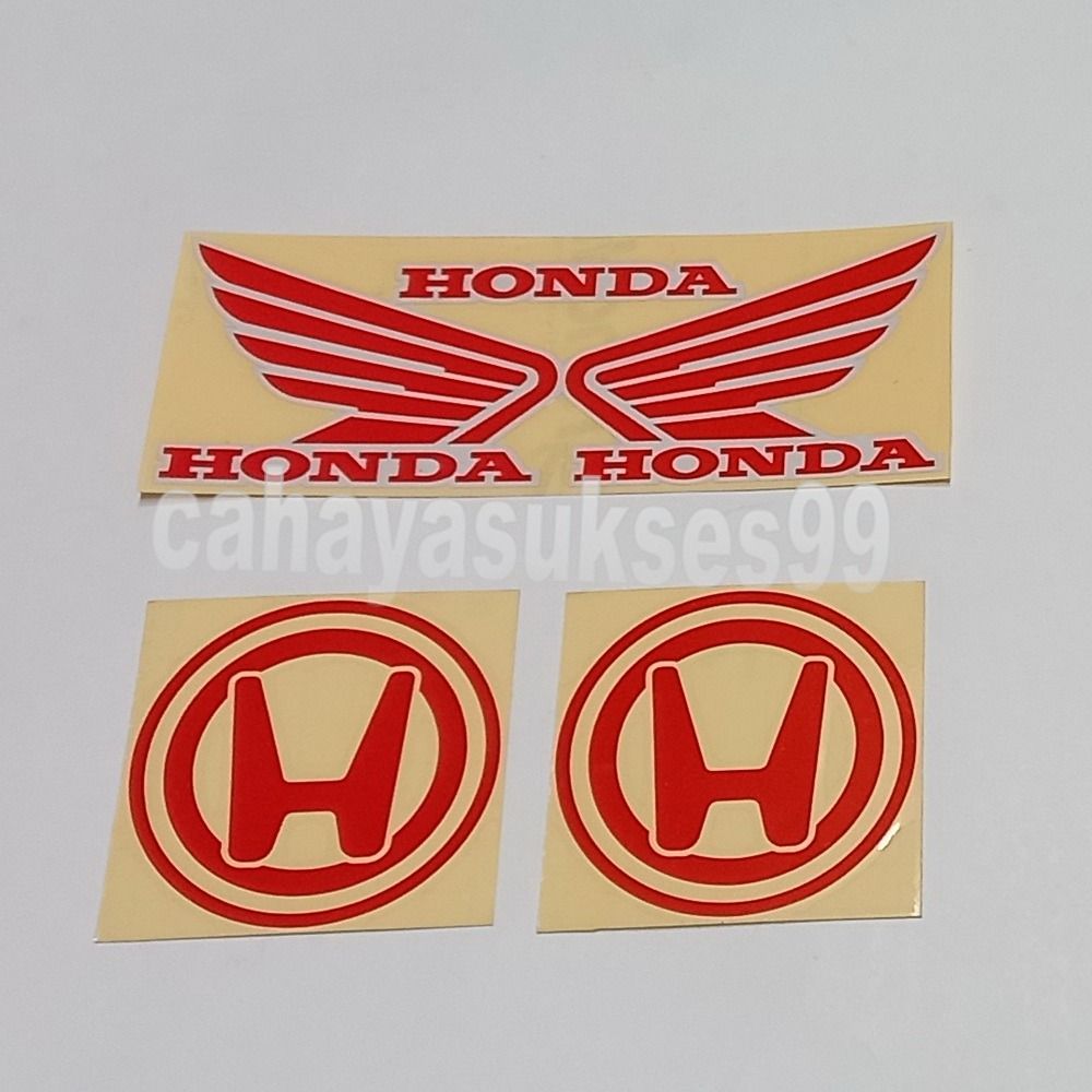 Sticker Sayap Honda Merah List Putih Stiker Body Motor Logo Honda Bulat ...