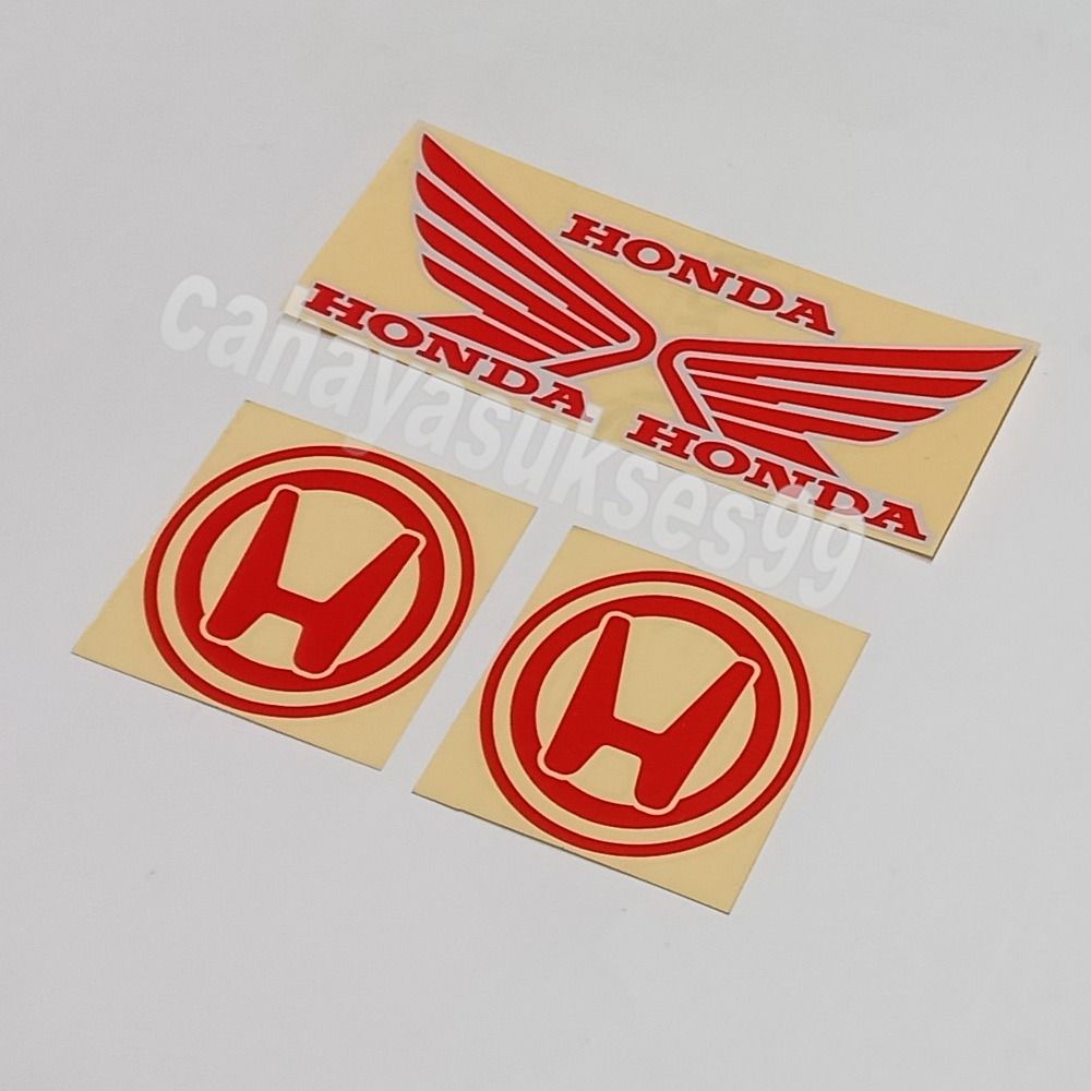 Sticker Sayap Honda Merah List Putih Stiker Body Motor Logo Honda Bulat ...