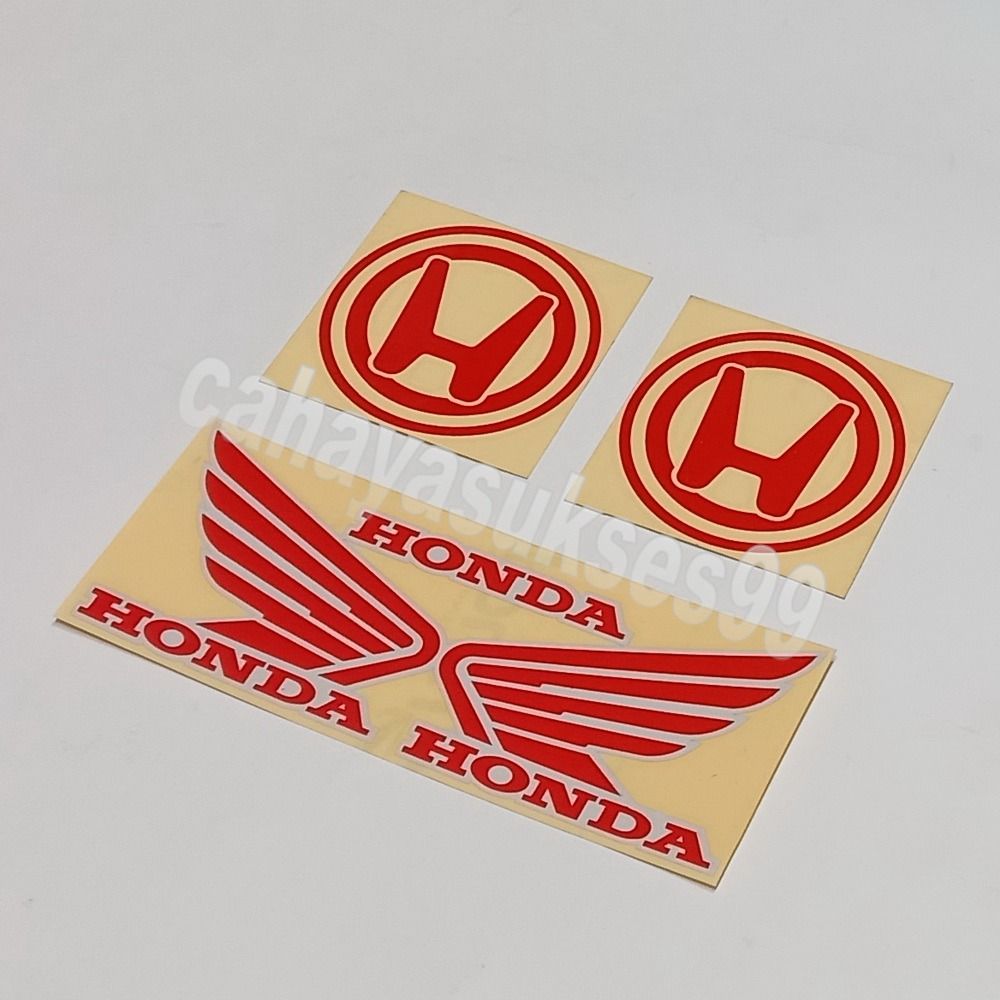 Sticker Sayap Honda Merah List Putih Stiker Body Motor Logo Honda Bulat ...