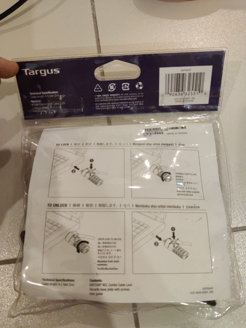 Targus Defcon NCL Combo Cable Lock, Computers & Tech, Parts ...