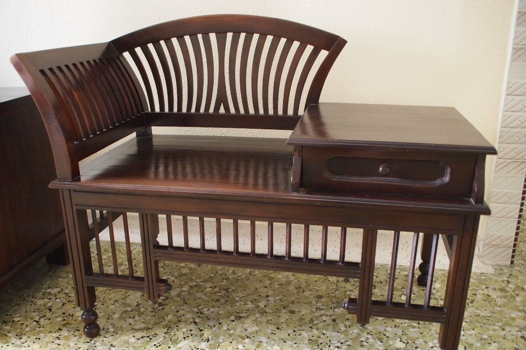 Teak Telephone Bench, Furniture & Home Living, Furniture, Other Home ...