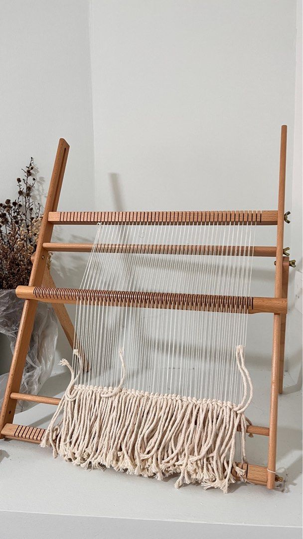 Traditional wood loom weaving stand, Hobbies & Toys, Stationery & Craft ...