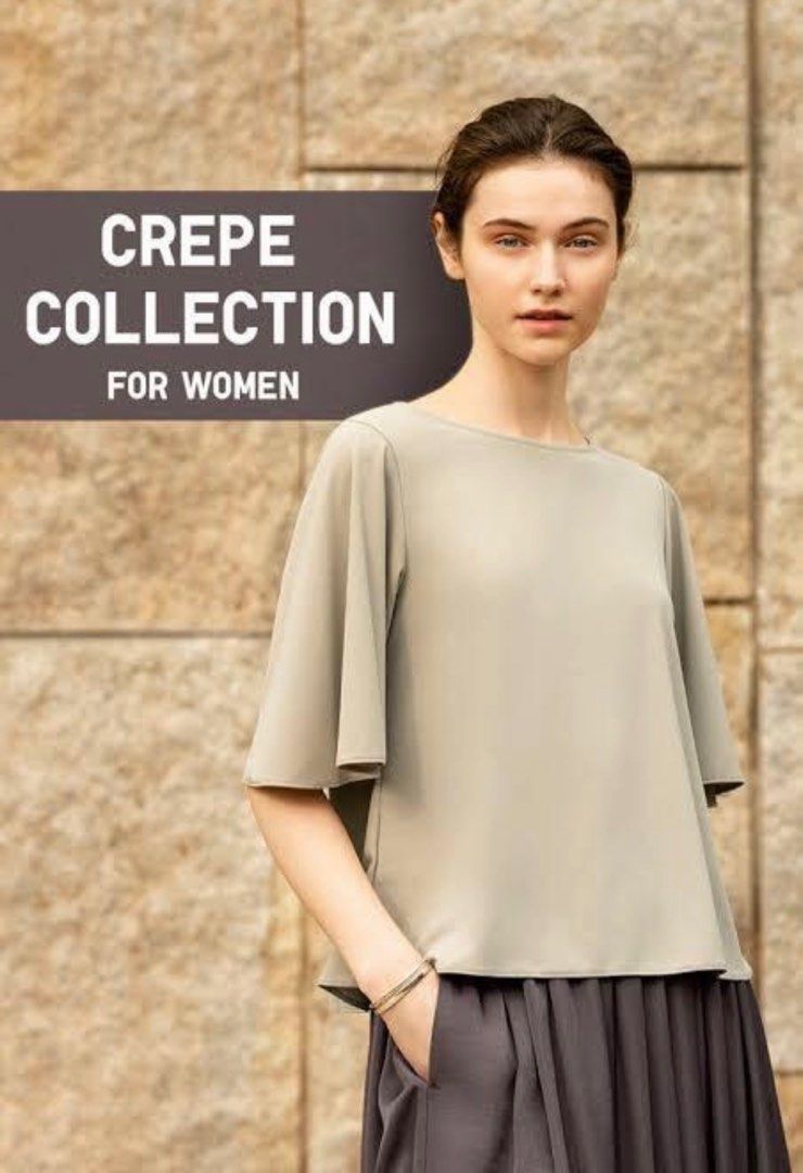 UNIQLO jersey crep top, Women's Fashion, Tops, Blouses on Carousell