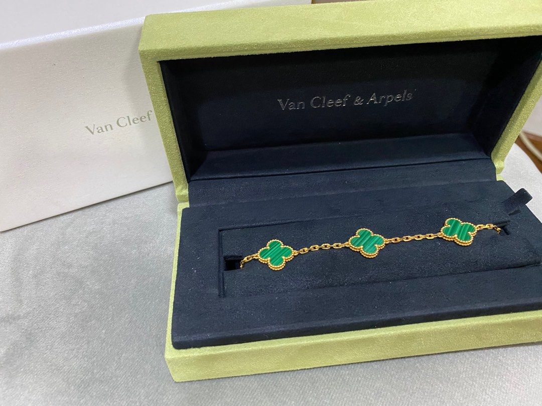 VCA Van Cleef & Arpels Malachite Alhambra bracelet, 5 motifs, Luxury ...