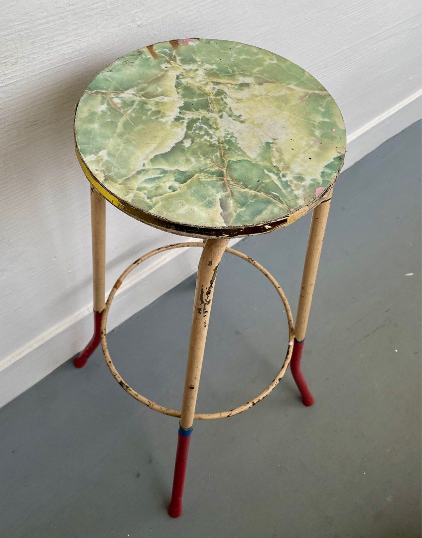 Vintage Retro Formica High Stool Step Stool High Chair Bar Stool ...