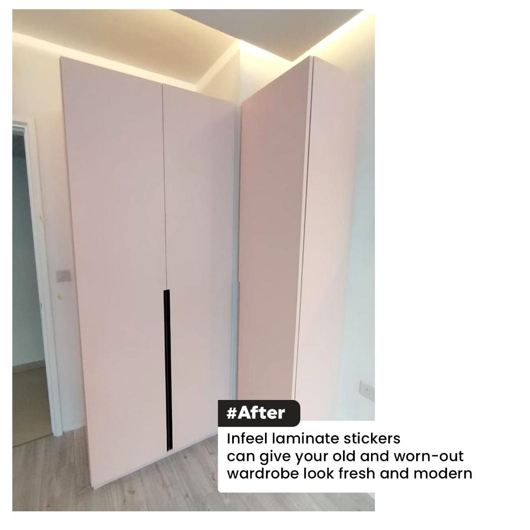 Wardrobe Laminate Install / Pink Laminate Sticker / Pink Wardrobe ...