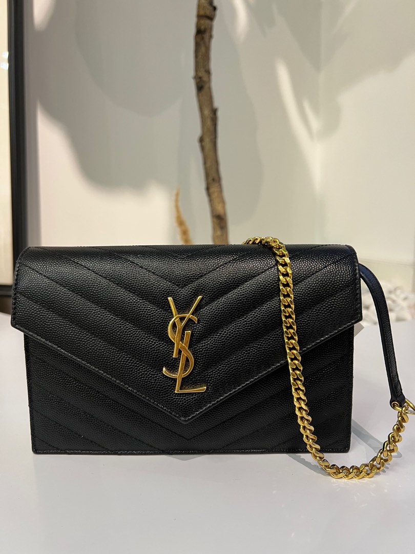 YSL Monogram Wallet On Chain, Luxury, Bags & Wallets on Carousell