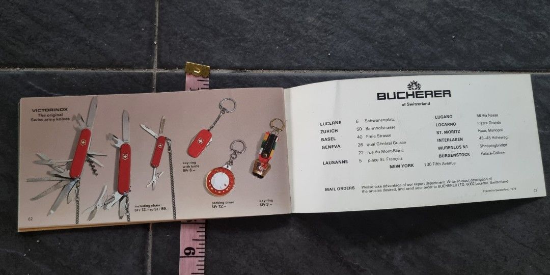 1979 Bucherer Swiss watch clock knife lighter Catalogue book rolex ...
