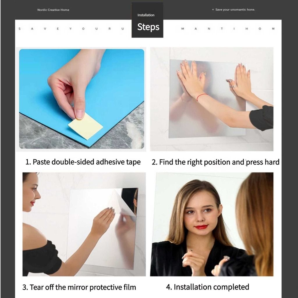 Acrylic Mirror Soft Mirror Wall-Sticking Self-Adhesive Perforation-Free ...