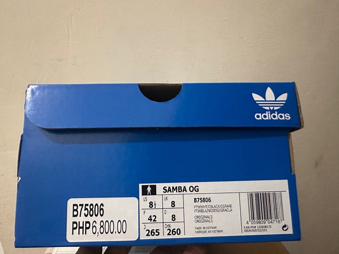 Adidas Samba OG White size 8UK SRP, Men's Fashion, Footwear, Casual ...
