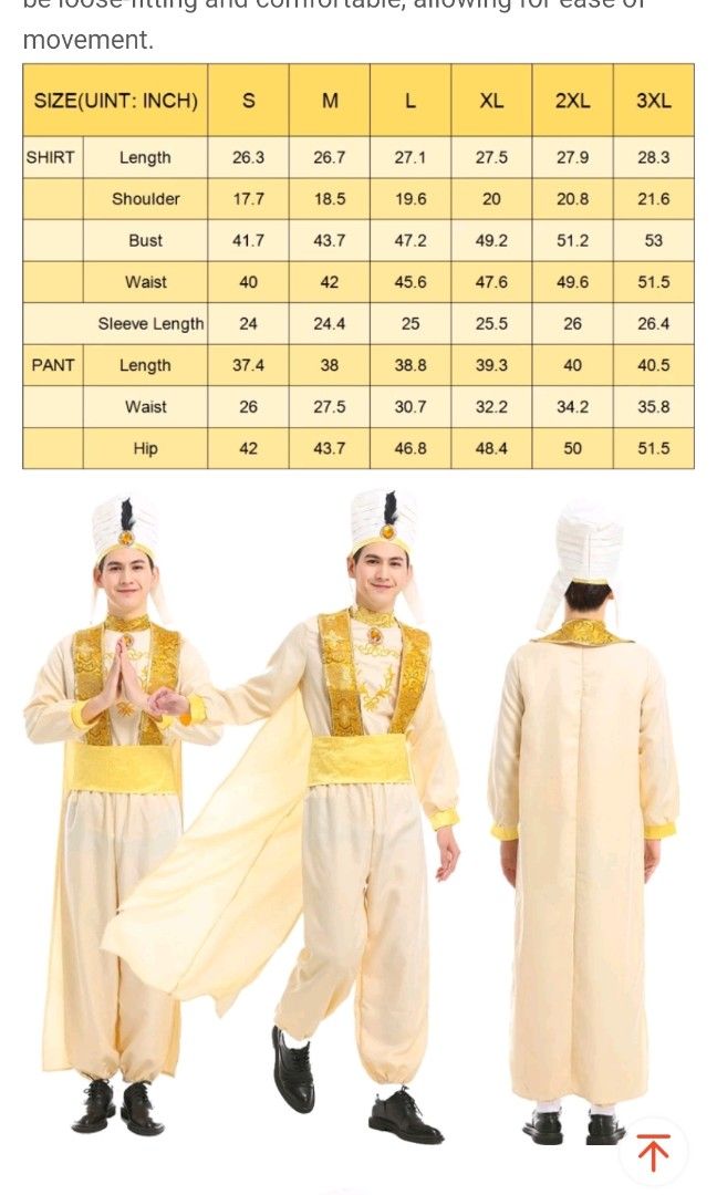 For RENT: Adult / Teen Aladdin Arabian Prince Costume Feather Hat Suits ...