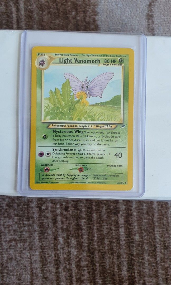 Antique Pokemon Card @2000 - Light Venomoth, Hobbies & Toys, Toys ...