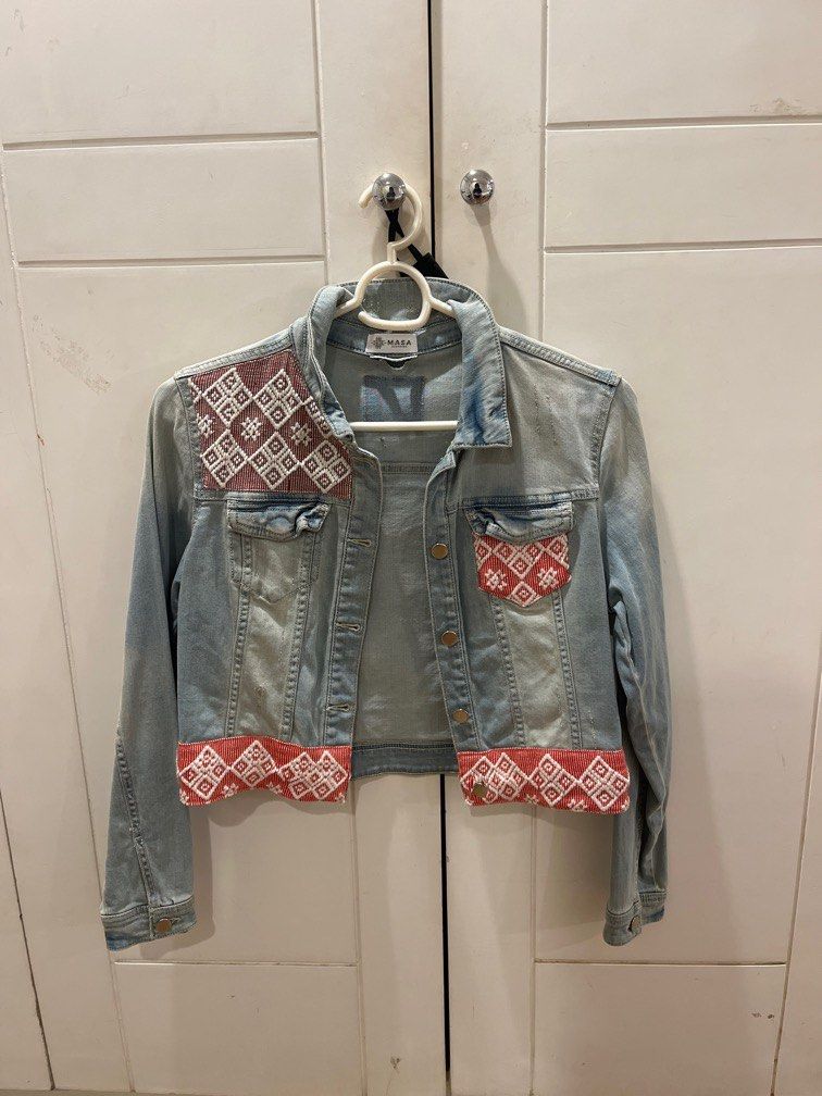 Authentic Cultural Filipino Woven Denim Jacket, Women's Fashion, Coats ...