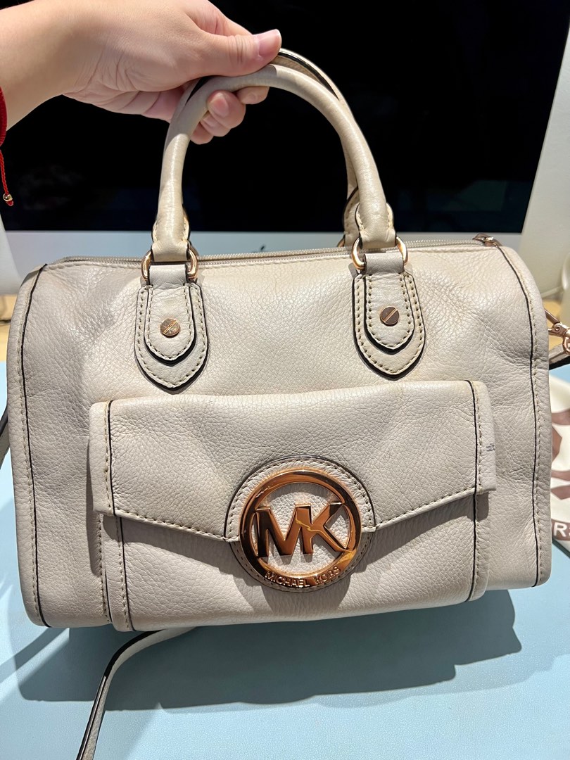Authentic Michael Kors Margo Bag White Leather and Rosegold Hardware ...