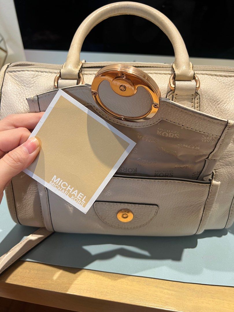 Authentic Michael Kors Margo Bag White Leather and Rosegold Hardware ...