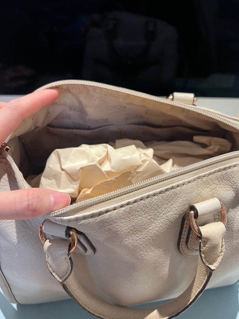 Authentic Michael Kors Margo Bag White Leather and Rosegold Hardware ...