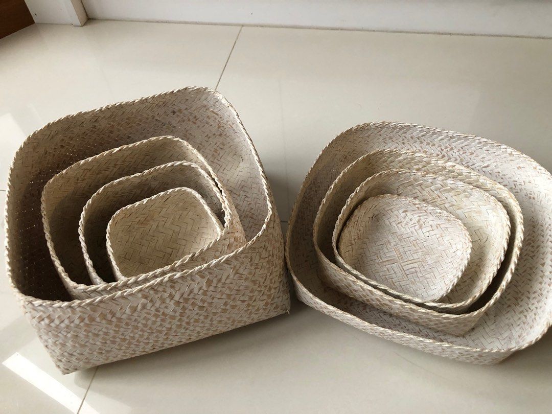 Bali rattan storage boxes (set of 5), Furniture & Home Living, Home ...
