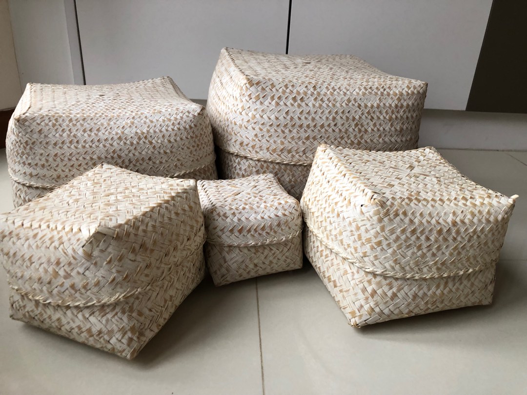Bali rattan storage boxes (set of 5), Furniture & Home Living, Home ...