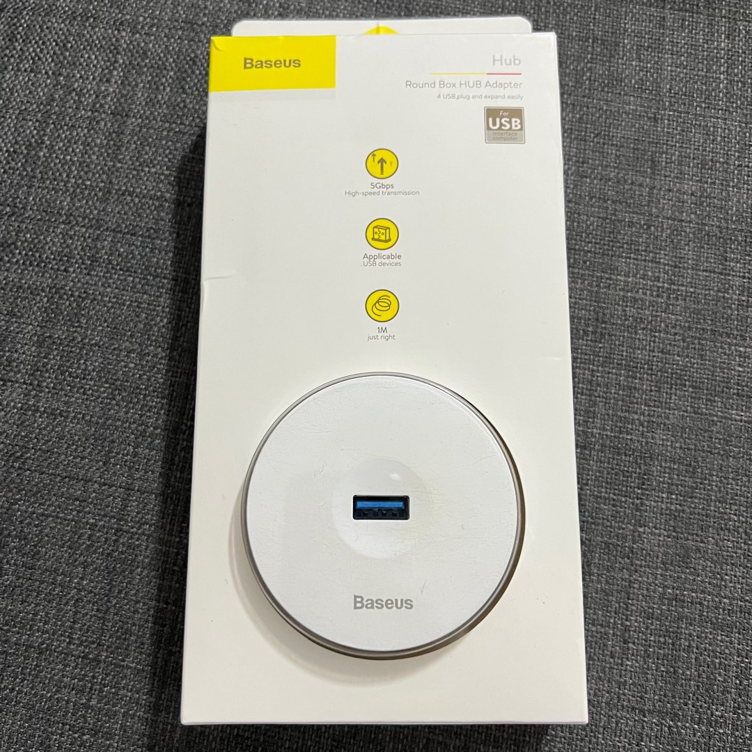 Baseus 4-plug USB Hub (White), Mobile Phones & Gadgets, Mobile & Gadget ...