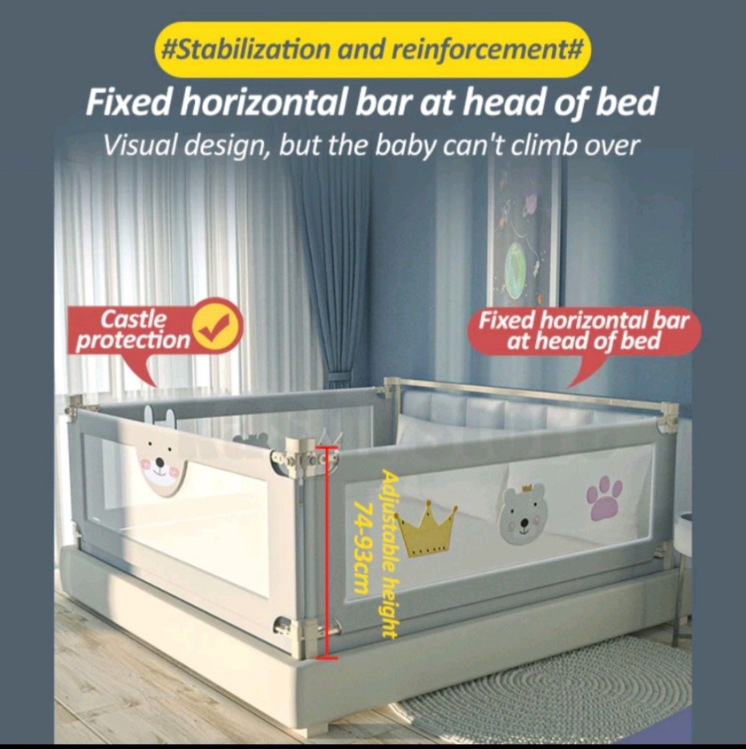 BNIB vertically liftable bed guard bed fence King Size Bed 1 Side plus ...