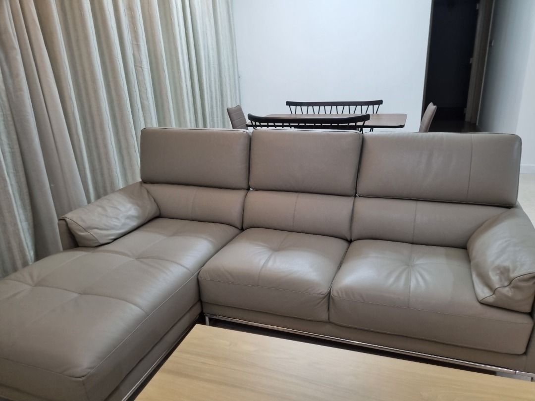 Brand new half leather L shape sofa from star living. , Furniture & Home Living, Furniture ...