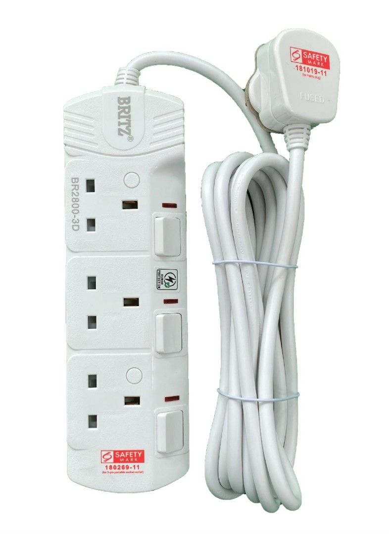 BRITZ BR-2800 3-Way 6M Extension Cord, TV & Home Appliances, Electrical, Adaptors & Sockets on ...