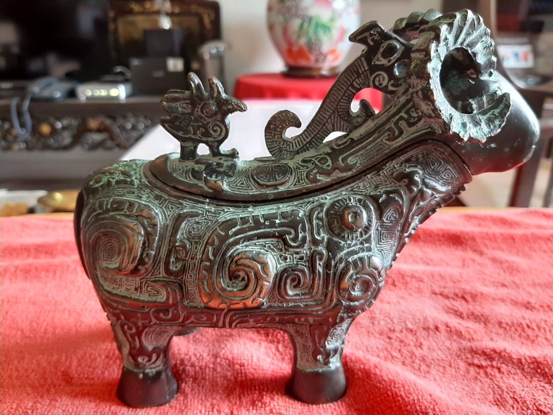 Bronze Sheep Shaped Wine Vessel: Replica of Shang Dynasty Wine ...