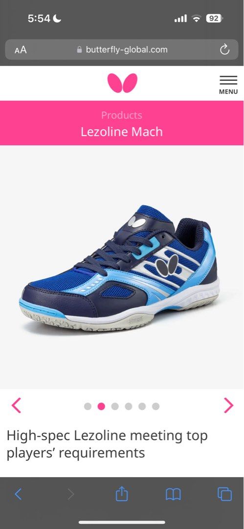 Butterfly Lezoline Mach Table Tennis shoes, Sports Equipment, Sports ...