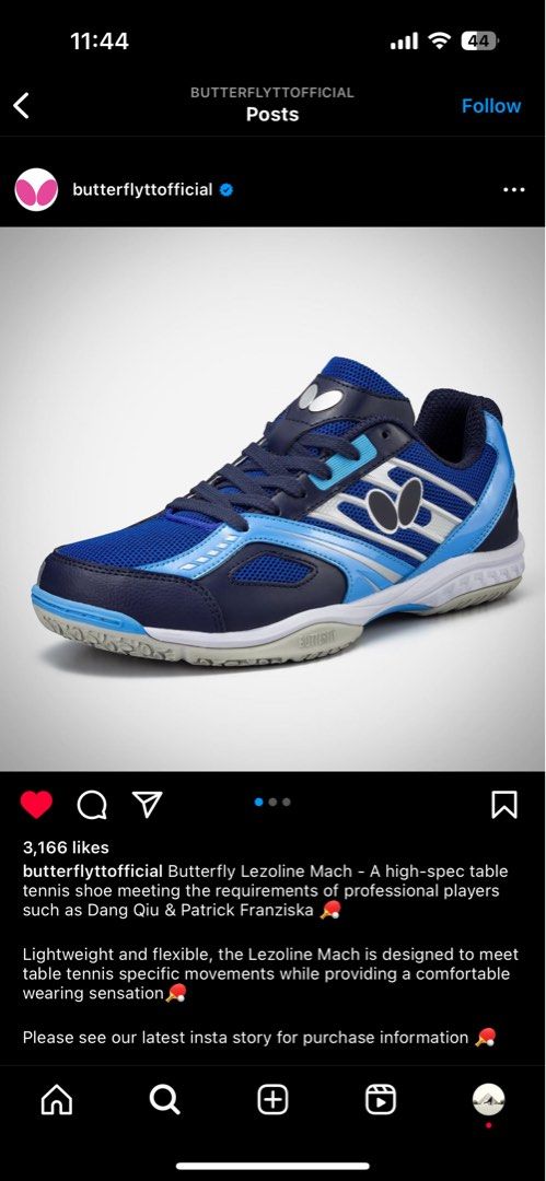 Butterfly Lezoline Mach Table Tennis shoes, Sports Equipment, Sports ...