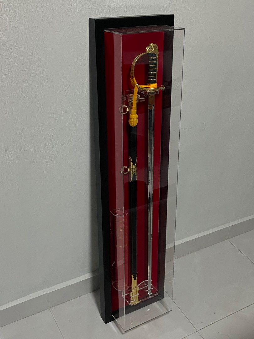 [CASING ONLY] Officers sword case display casing - wood and rectangular ...